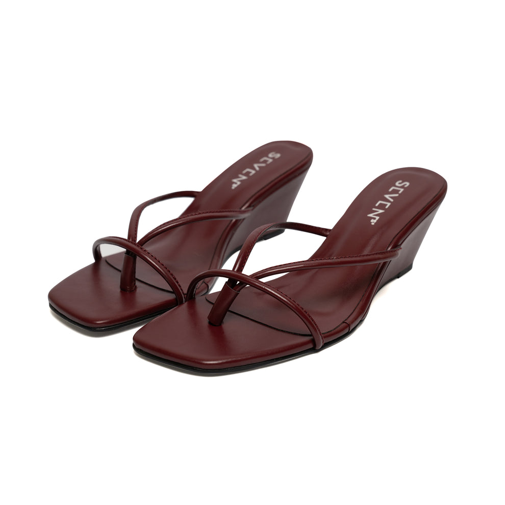 Burgundy Wedge Sandals – SEVEN's